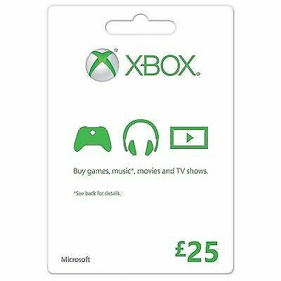 Microsoft Xbox Live Gift Card £ 25 GBP One 360 Xbox360 Points UK Eng No ...