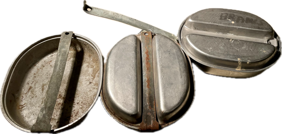 Vintage Army Camping Cook Set Mess Kit Pots Pans Plates, With Army Bag ...