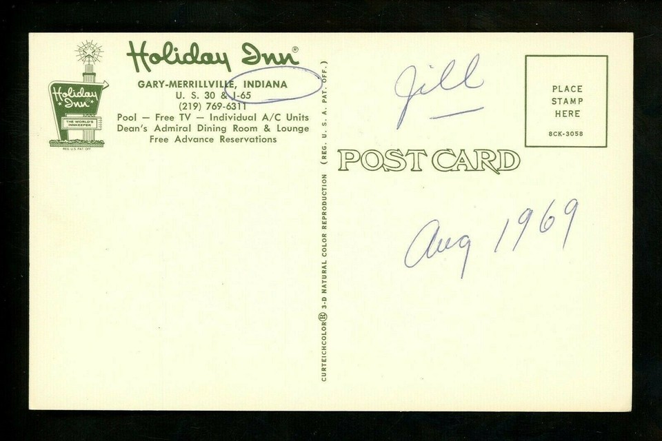 Holiday Inn Motel Hotel Postcard Indiana IN Gary Merrillville Type 2B ...