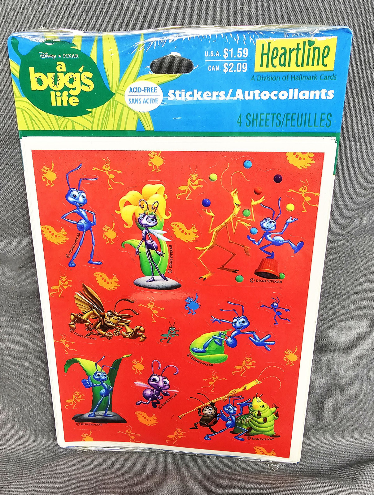 Vtg Disney Pixar A BUG'S LIFE Red SEALED Hallmark Stickers 4 Sheets ...