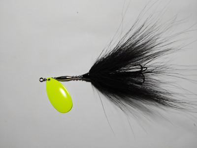 MUSKY PIKE BASS BUCKTAIL SPINNER BAIT #6 FRENCH BLADE BLACK TAIL | eBay