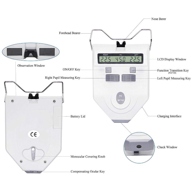 Digital PD Ruler Pupillometer P.D. Meter Optometry Tools Rechargeable ...