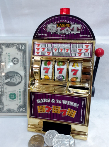 Slot Machine CoinBank Spinning Jackpot Flashing Bell Sound Handle ...