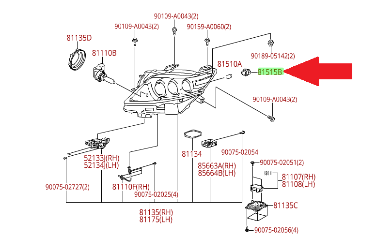 LEXUS OEM FACTORY FRONT TURN SIGNAL SOCKET 2010-2015 RX450H 90075-60083 ...