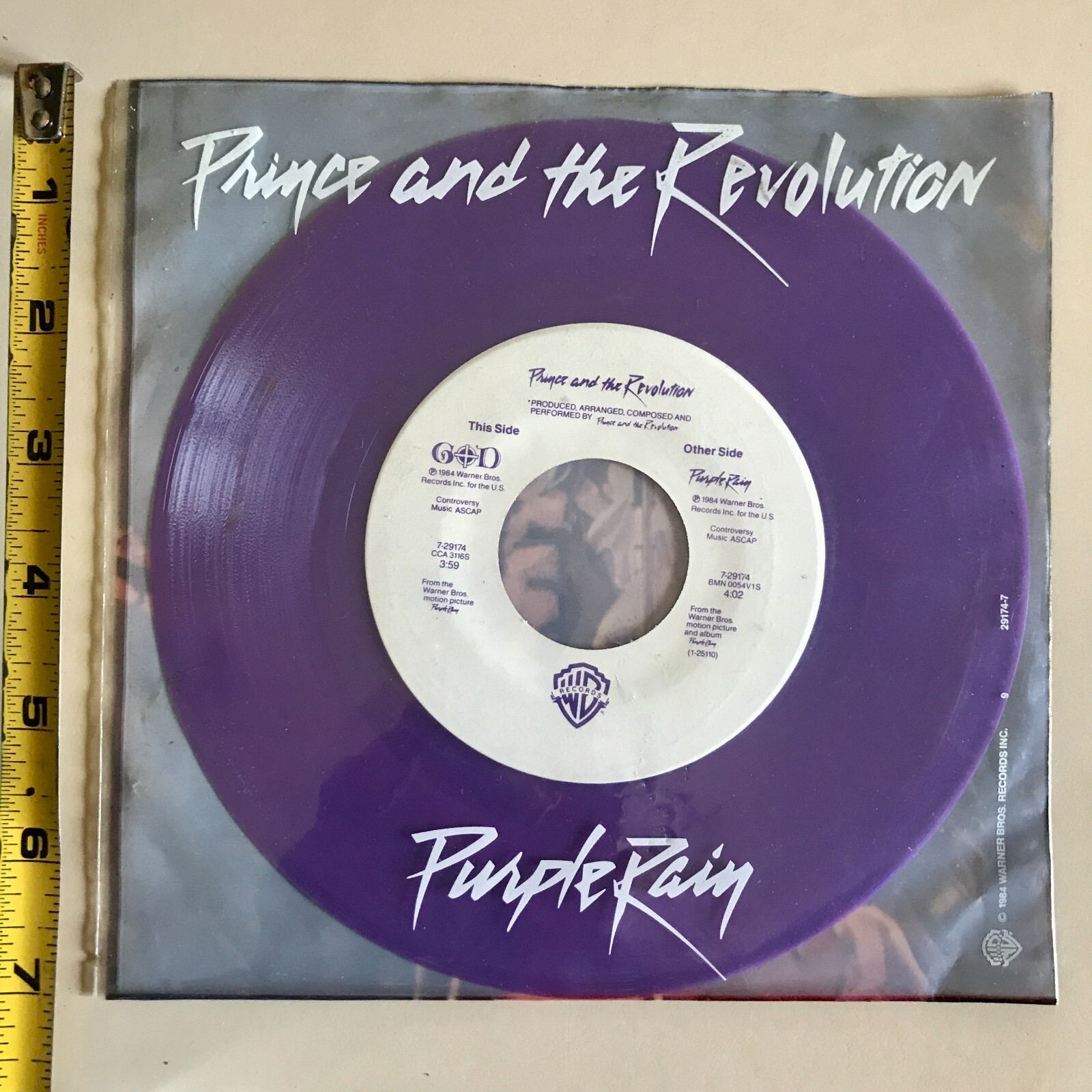 Purple Vinyl Prince God & Purple Rain 1984 Picture Sleeve Unplayed 45 ...