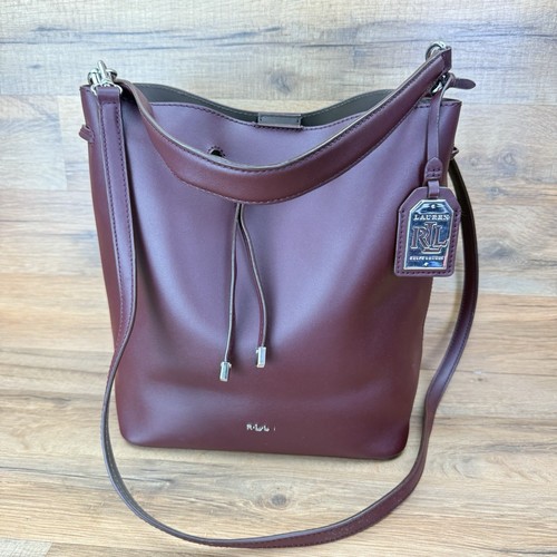 RALPH LAUREN Women's LARGE ANDIE Leather Drawstring Bucket Bag | eBay