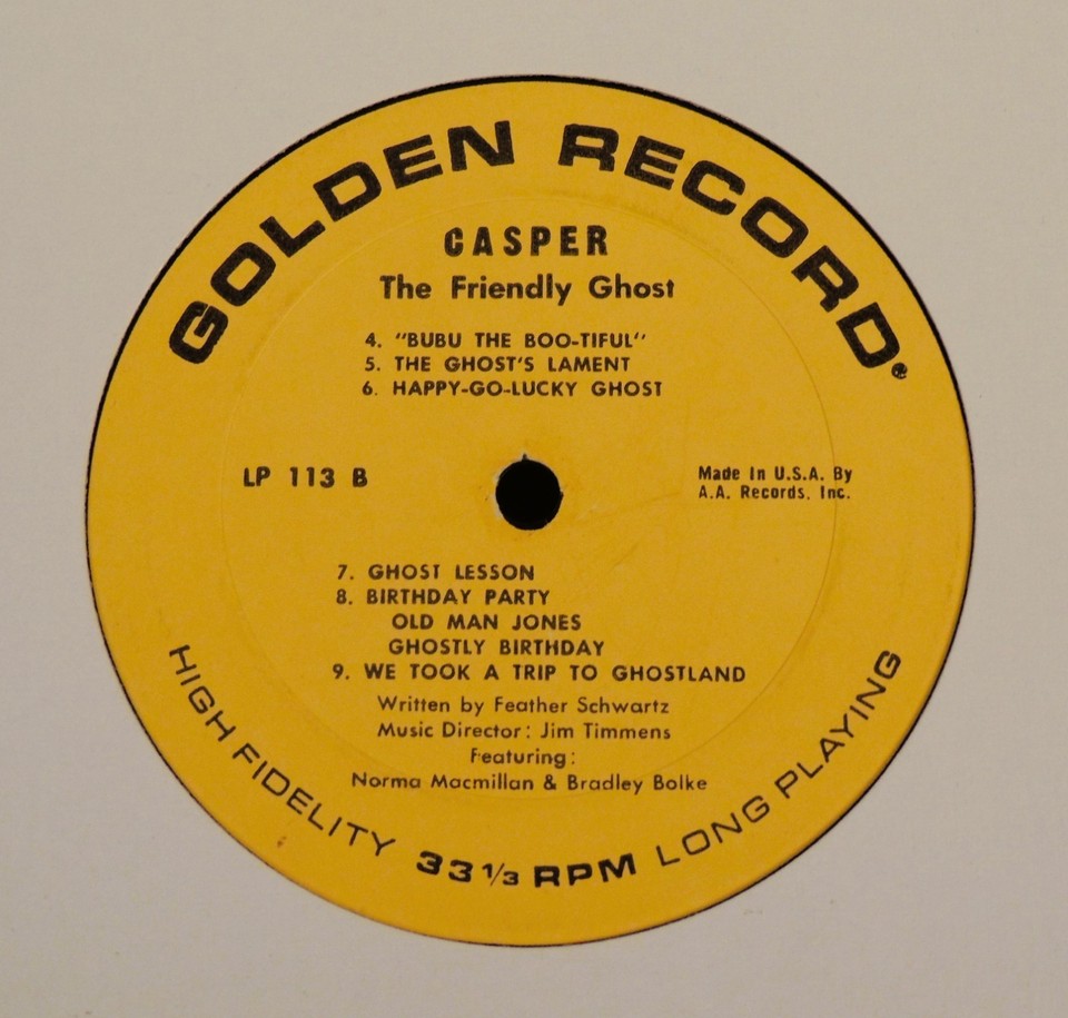 Casper The Friendly Ghost LP 1974 Golden LP113 w/ Wendy, Spooky ...