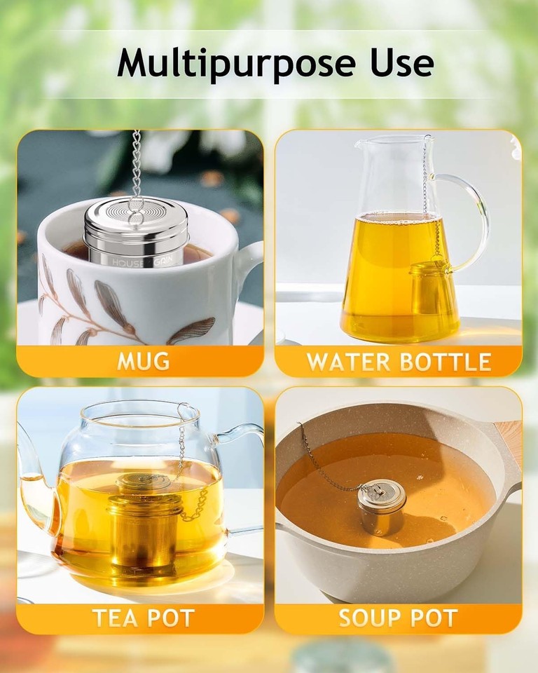 House Again Tea Infuser 2 Pack Extra Fine Mesh 18/8 Stainless Steel Tea ...