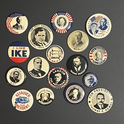 Lot Of 17 Election Button Pins- vintage reproductions | eBay