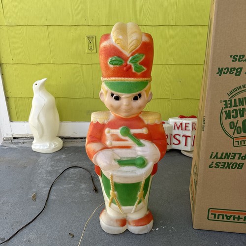 Poloron Drummer Boy Soldier Blow Mold Christmas Yard Decor Vintage 34 ...