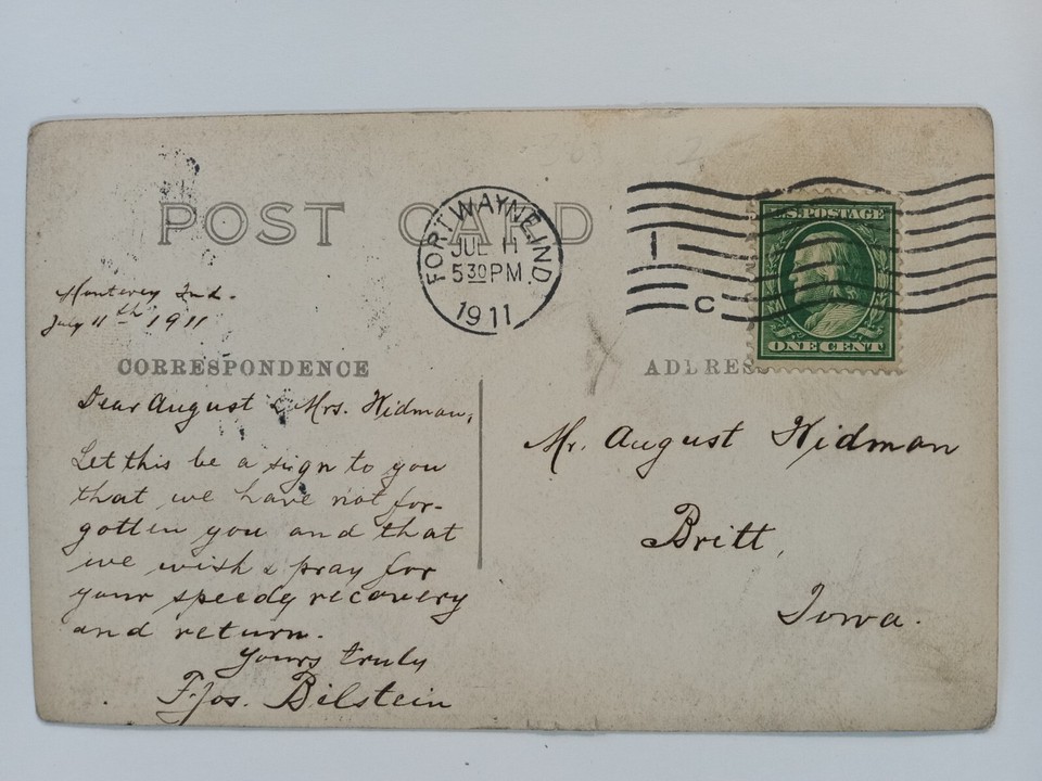 MONTEREY INDIANA IND REAL PHOTO POSTCARD 1911 ST ANN'S CATHOLIC CHURCH ...