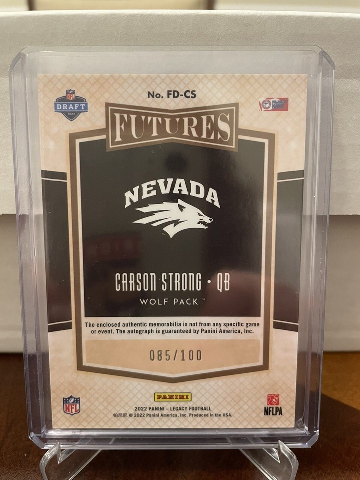 2022 Panini Legacy Carson Strong Ruby Futures /100 RPA Dual Patch | eBay