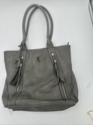 Browning Concealed Carry Purse, CCW Gun Handbag Gray Faux Leather ...