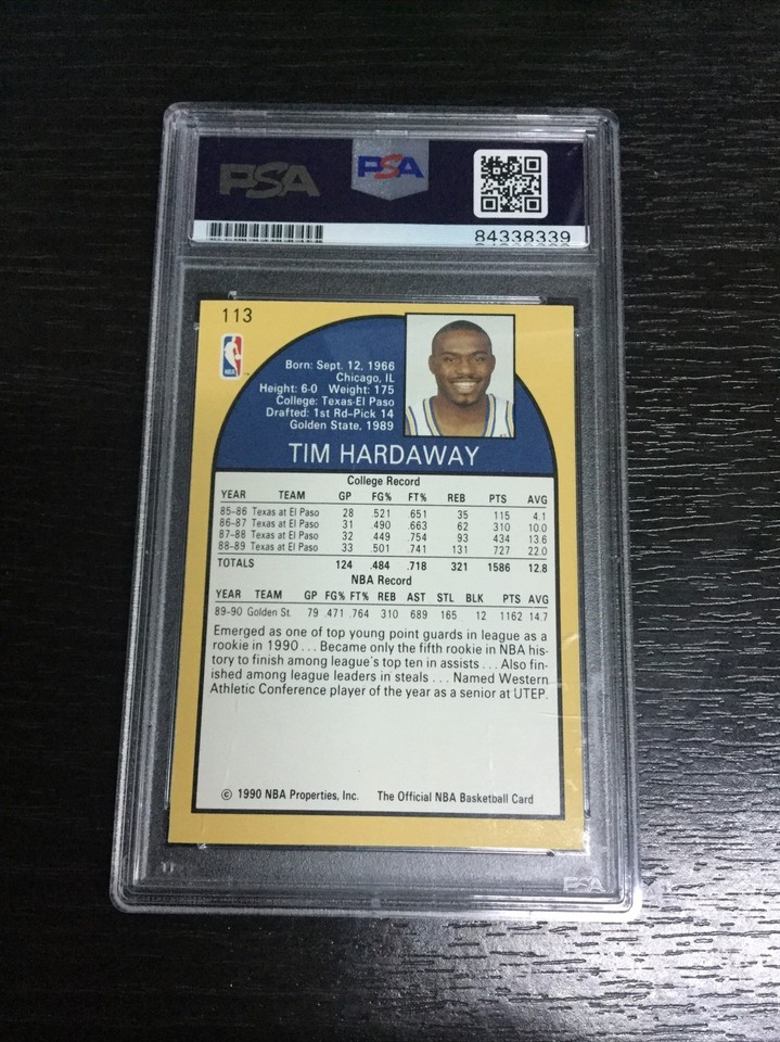 1990 NBA Hoops Tim Hardaway RC Auto PSA/DNA Autograph Sign Golden State ...