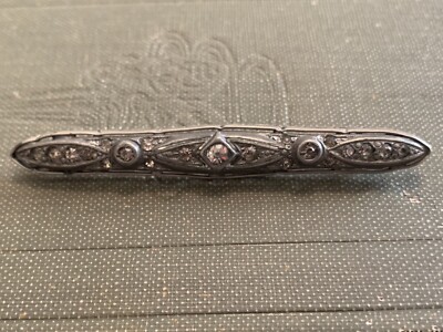 Antique Art Deco Fishson Silverite Rhinestone Bar Pin c.1920’s | eBay