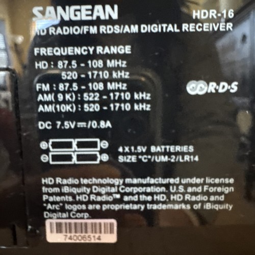 SANGEAN HDR-16, HD Radio/FM RDS/AM Digital Receiver Presets Aux-in Rec ...