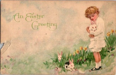 Bunny Rabbit featured on Cute Vintage Easter Postcard j/02 AX5315 | eBay