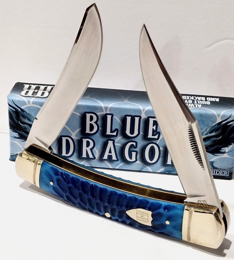 Rough Rider Moose Blue Dragon Jigged Bone 2 Blade Folding Pocket Knife ...