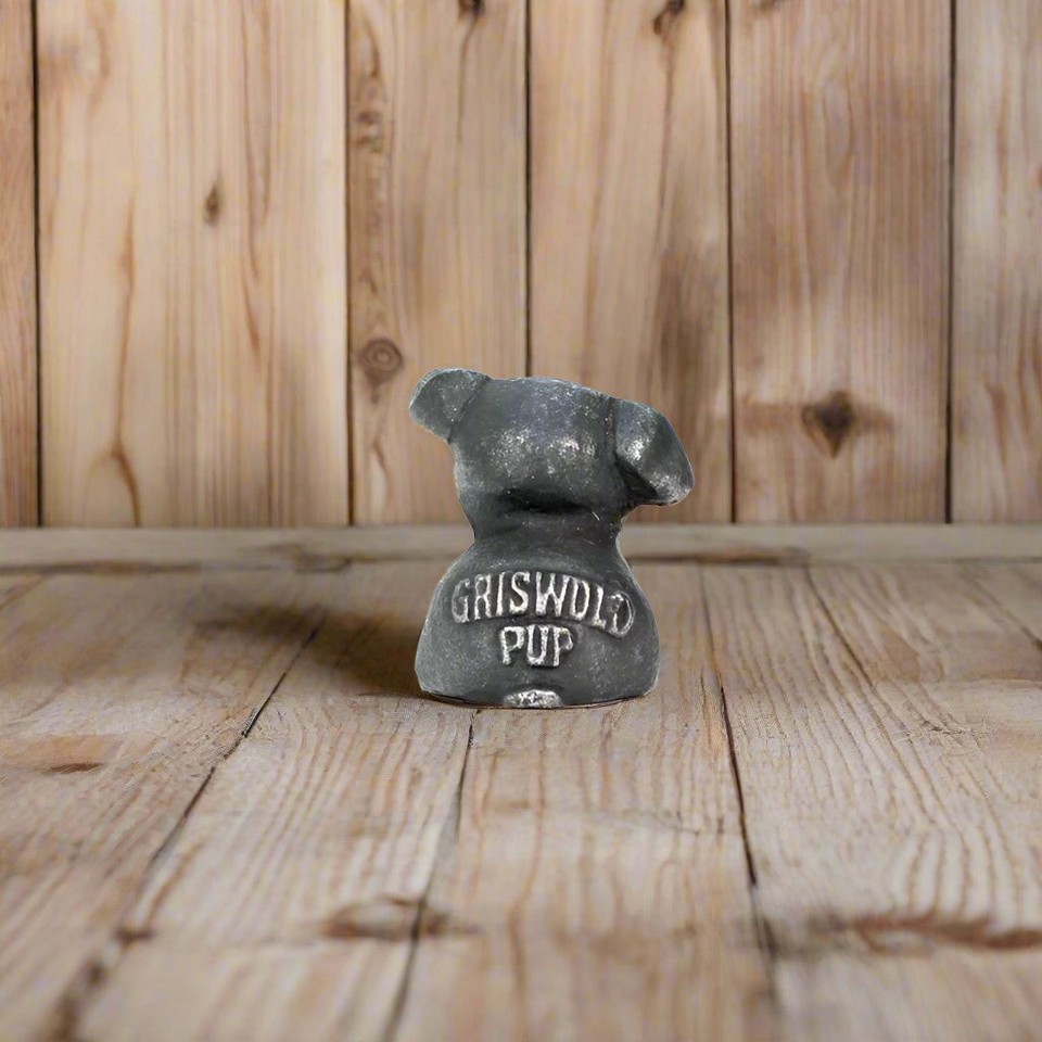 Griswold Pup Paperweight Cast Iron Raised Letters & Antique Finish (1.5 ...