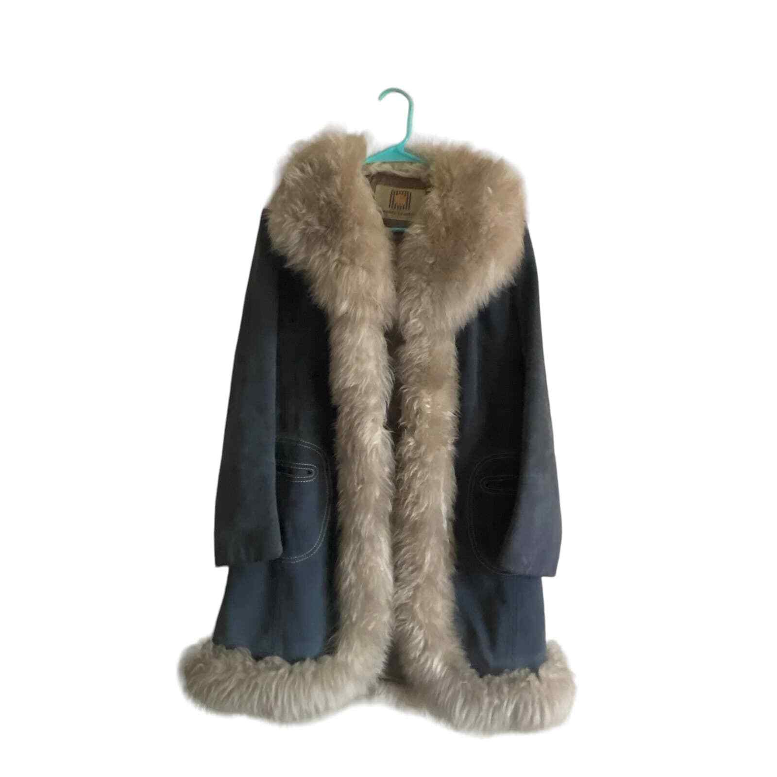 Vintage Blue Leather/Lamb Fur Coat “Lantry Leathers” - Gem