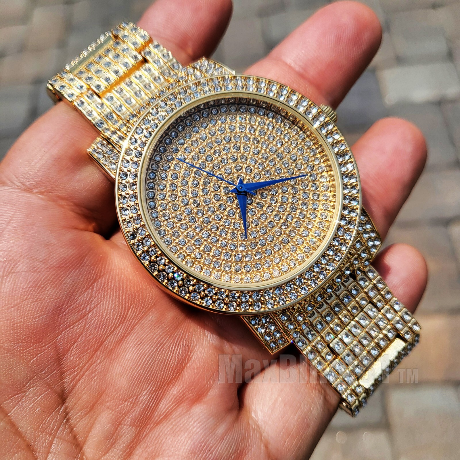 Iced Watch Luxury Rapper Simulated Diamond Metal Band Dress Clubbing ...