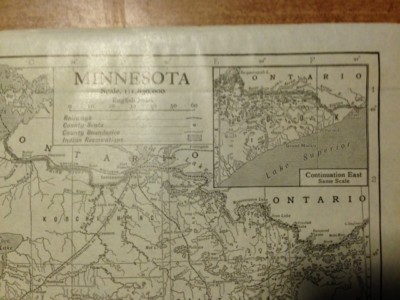 MINNESOTA map vintage antique Cartograph 1910 *RARE* FREE SHIPPING plot ...