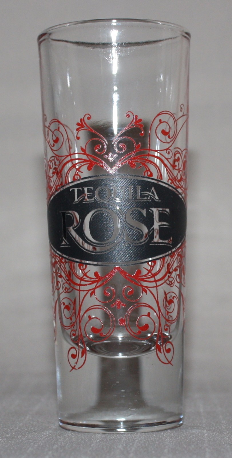 Tequila Rose Shot Glass Red Floral Scroll Pattern 4 1/8" Tall | eBay