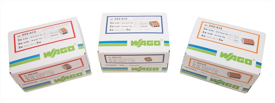 WAGO 222 LEVER-NUTS 140pc Wire Connector Assortment Pack 222-412,222 ...
