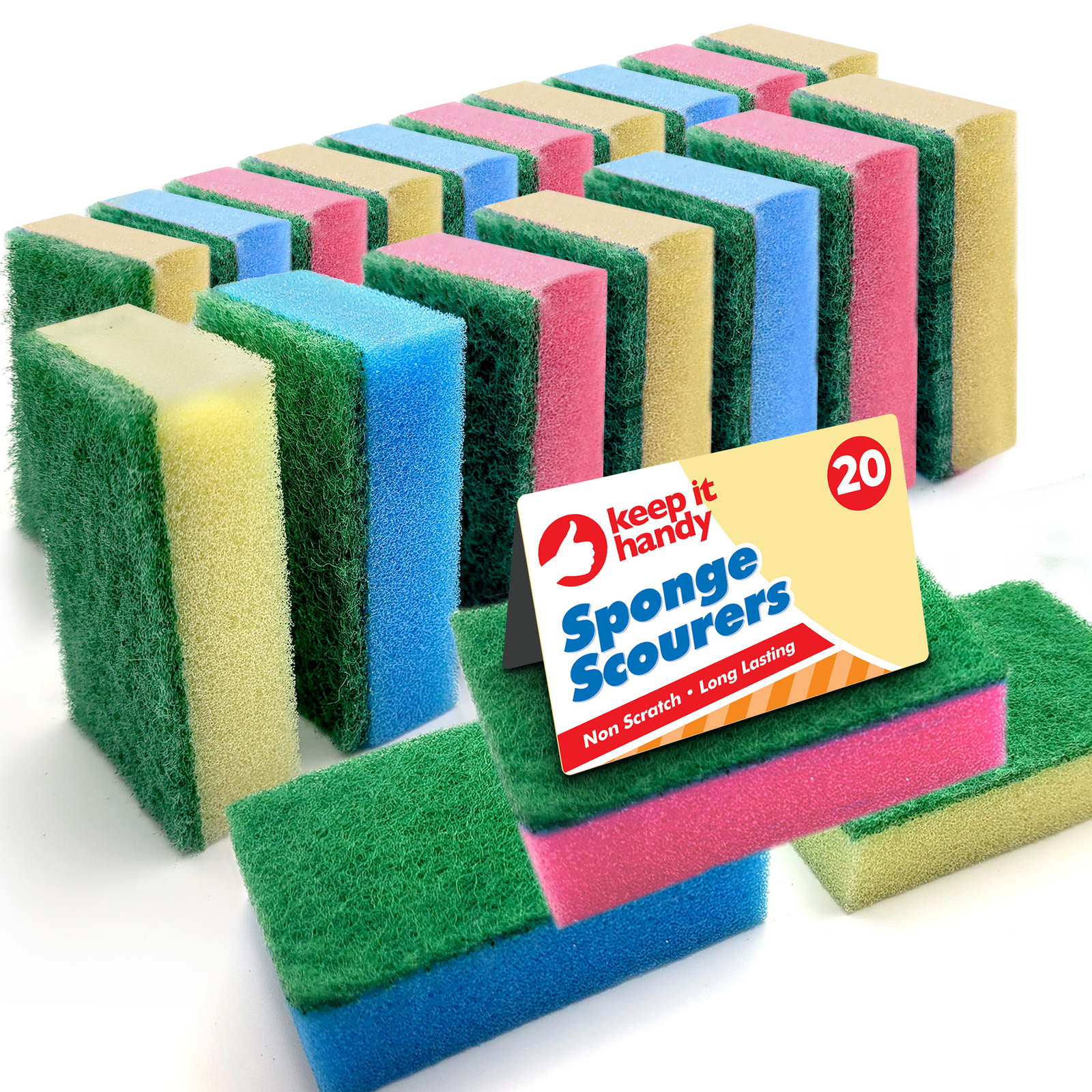 20 Pack Sponge Scourers Washing Up Kitchen Dish Scouring Pads Cleaning ...