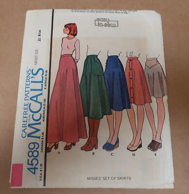 RETRO McCALLS 1975 DRESS SKIRT PATTERN 4589 | eBay