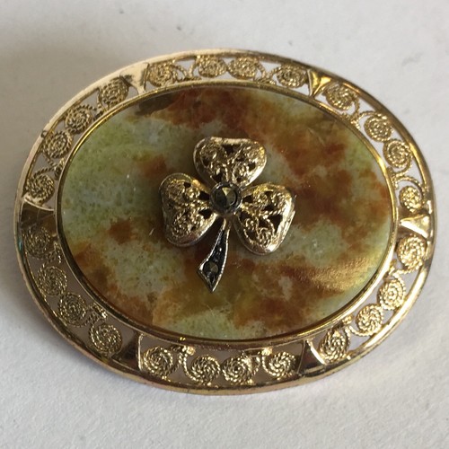 Vintage Solid Silver Gilt Hallmarked Clover Brooch Marcasite German 3 ...