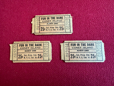 1950's, CONEY ISLAND, "Un-Used", FUN IN THE DARK Ticket (Scarce/Vintage ...