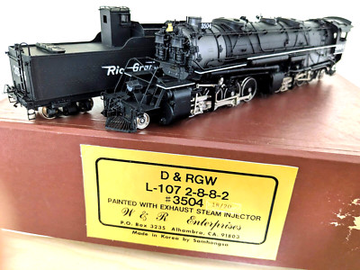 *1 OF 20! W&R BRASS D&RGW L-107 2-8-8-2 W/ EXHAUST STEAM INJECTOR HO ...