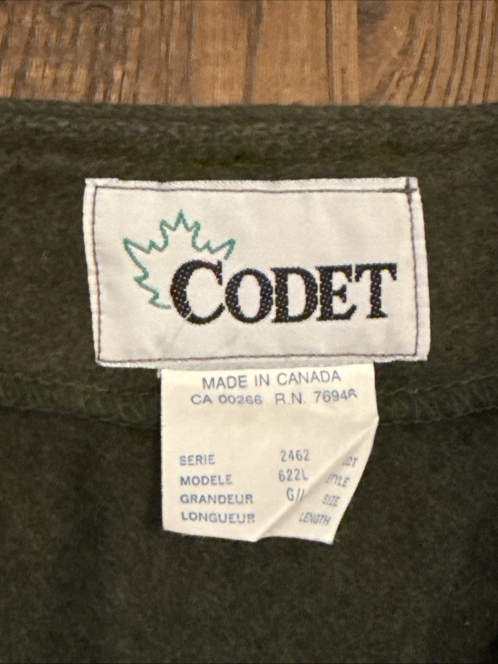 VTG Codet Canada Wool Vest Sz L – Green Hunting Shooting Workwear ...