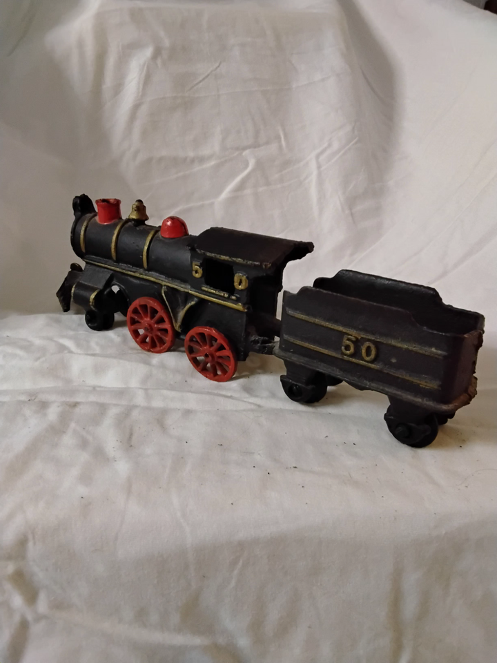 Cast Iron Train Locomotive Engine And Tinder Coal Box Car #50 | eBay UK