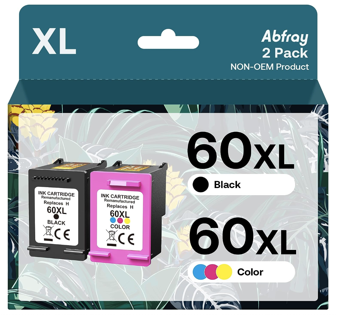 2 Pack Compatible For HP 60XL Ink Cartridge Combo Photosmart F2480 ...