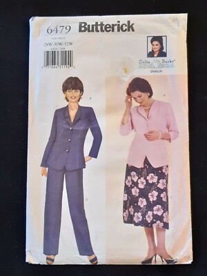 BUTTERICK PATTERN - 6479 LADIES JACKET FLARED SKIRT PANTS 28-32W PLUS ...