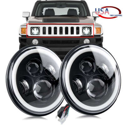 Pair 7" LED Headlights Military Truck Hummer M998 M923 M35a2 24v Humvee ...