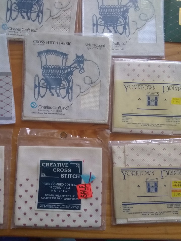 Lot Of 17 Counted Cross Stitch Needle Point And Cross Stitch Fabric New ...