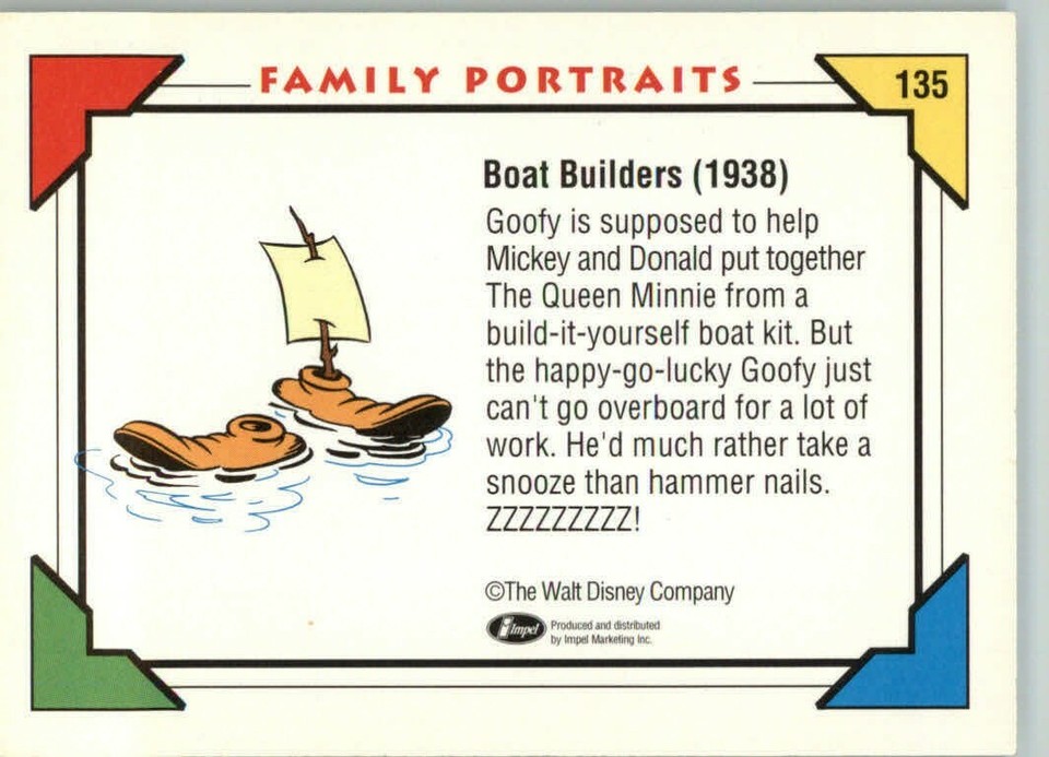 1991 Impel Disney Family Portraits #135 Boat Builders - Goofy | eBay
