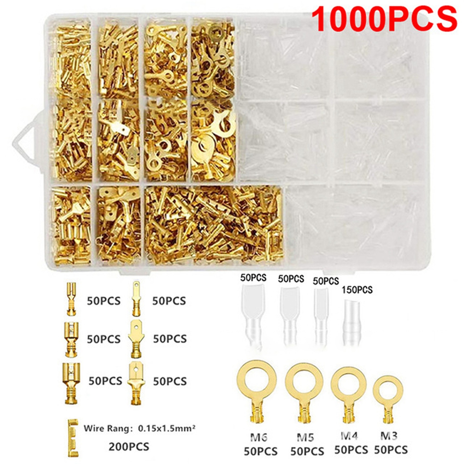 1000x Male Female Wire Spade Connector Crimp Terminal Block 2.8 4.8 6 ...