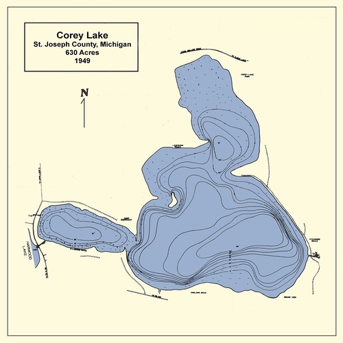 1949 Map of Corey Lake St Joseph County Michigan | eBay