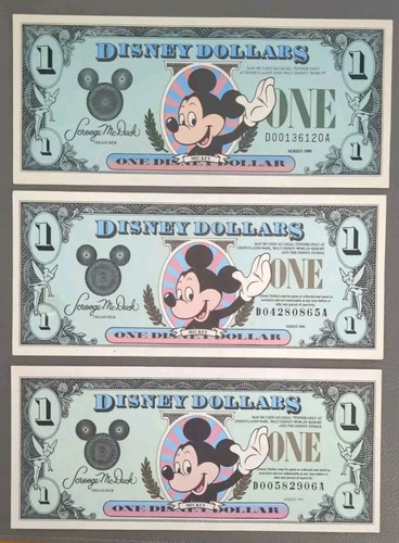 3 Disney Dollars, 1988, 1990 & 1991 And 1 Walt Disney World Envelope | eBay
