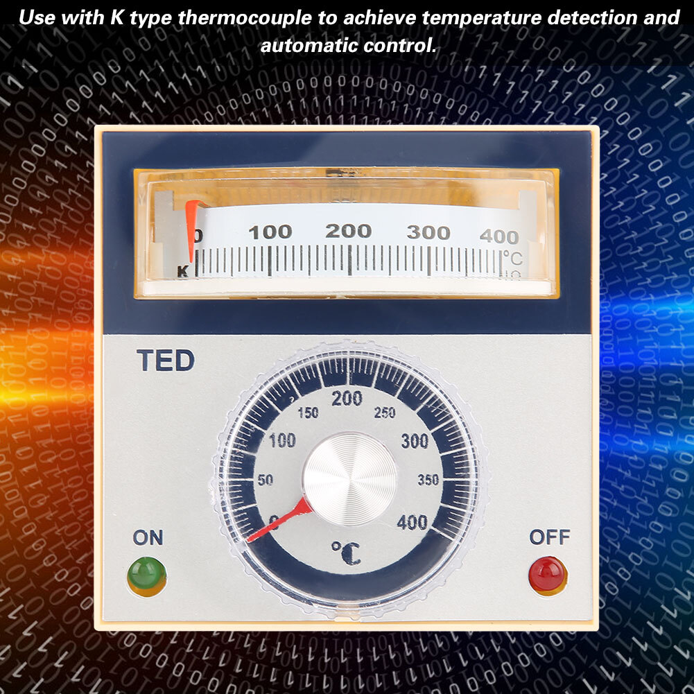 TED-2001 Pointer Temperature Controller K Type Thermostat 0-400℃ 220VAC ...