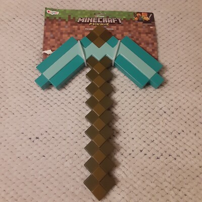 Minecraft Diamond Pixel Pickaxe Plastic Toy Prop Costume Halloween ...