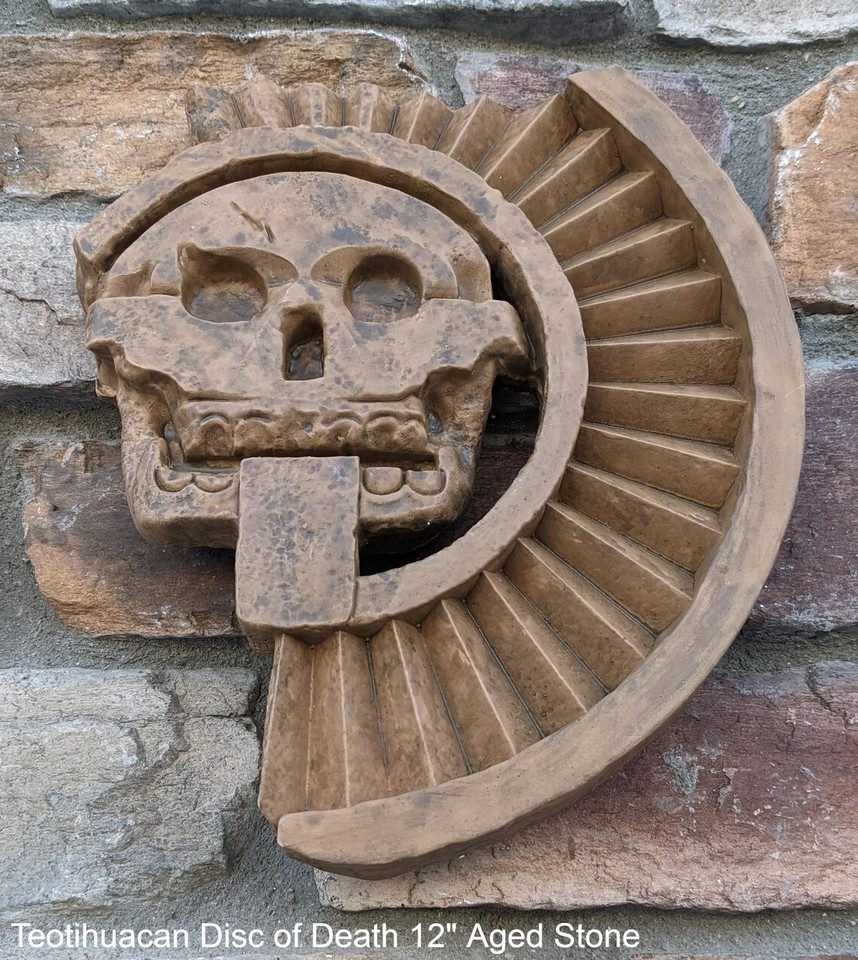 Aztec Maya Artifact Carved Teotihuacan Disc of Death Sculpture Statue ...