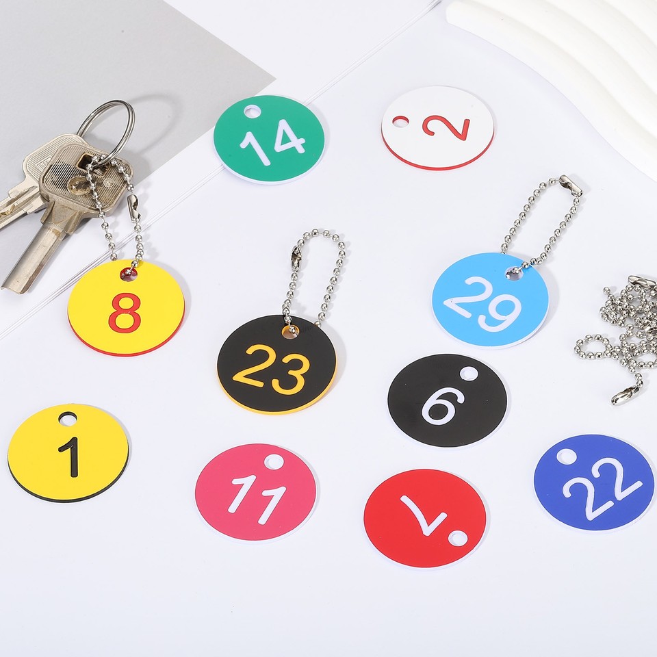 15Pcs 1-15 Number Tags Round ID Number Key Tags Numbered Keychain Blue ...