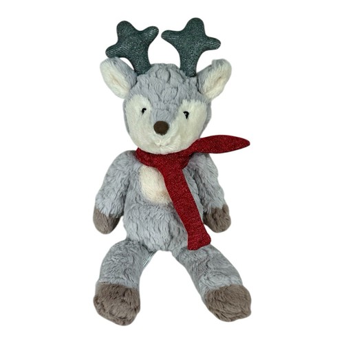 Plush Mary Meyer Plush Reindeer Brown Gray 12" Red Shimmer Scarf Baby ...