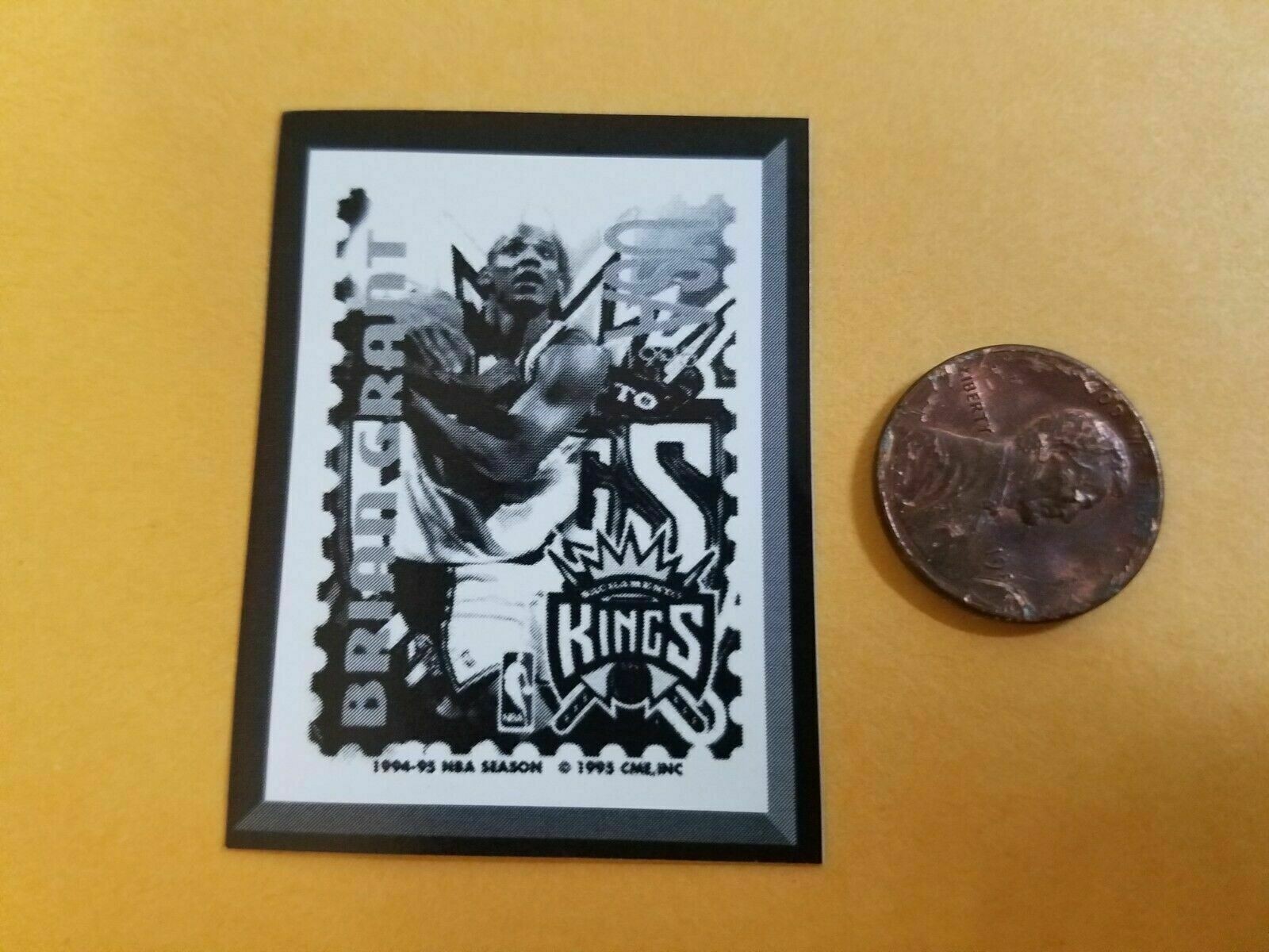 Brian Grant Sacramento Kings NBA 1995 CME Stamp Black White Paper ...