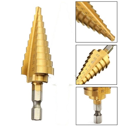 S Durable 4-22Mm Hss Hex Titanium Coated Step Cone Drill Bit Power T-tz ...